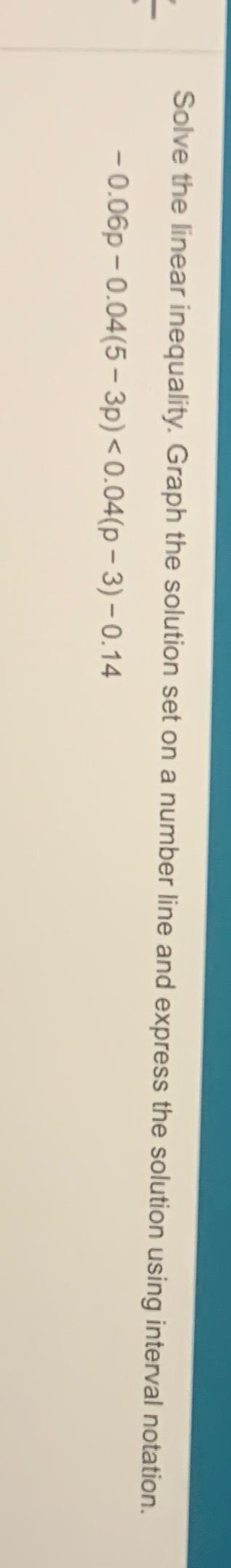 Solved Solve the linear inequality. Graph the solution set | Chegg.com