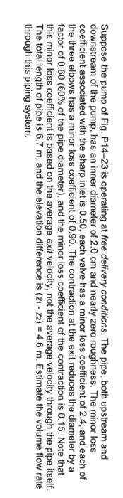 Solved Suppose the pump of Fig. P14-23 is operating at free | Chegg.com