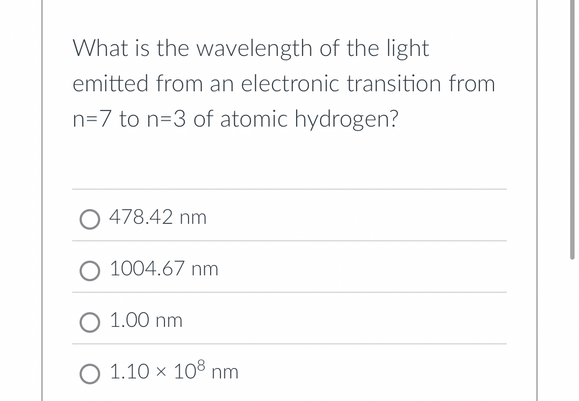 Solved What is the wavelength of the light emitted from an | Chegg.com