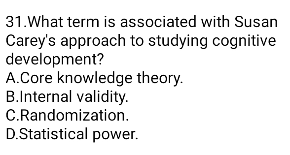 Solved What term is associated with Susan Carey's approach | Chegg.com