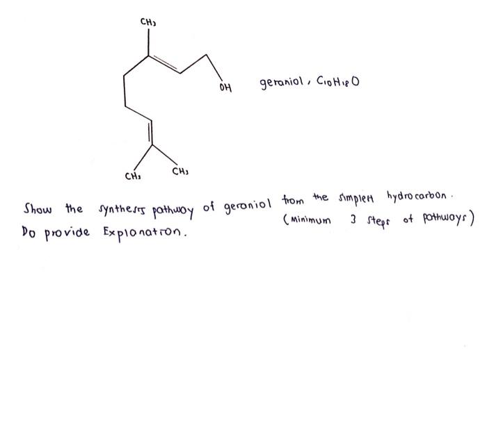 Solved CH) OH geraniol, Co Hipo CH) CH, Show the synthesis | Chegg.com