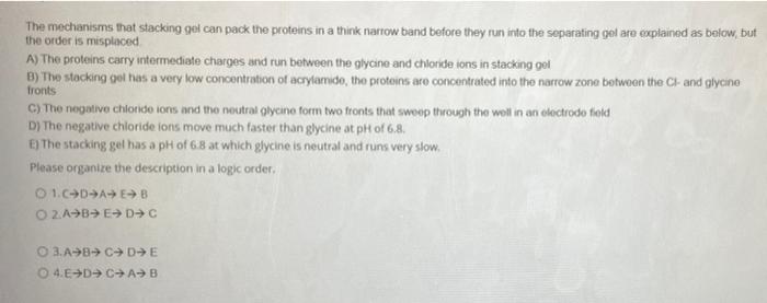 Solved fronts The mechanisms that stacking gel can pack the | Chegg.com