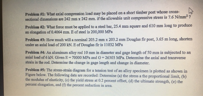 Solved Problem #1: What axial compression load may be placed | Chegg.com