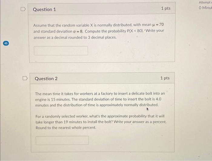 Solved Question 1 1 pts Assume that the random variable X is | Chegg.com