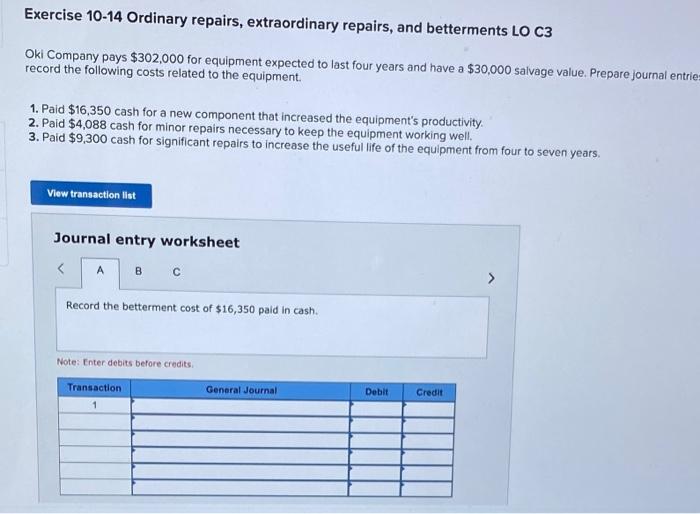 Solved Exercise 10−14 Ordinary repairs, extraordinary | Chegg.com