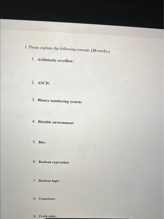 Solved I Please explain the following concept. (20 marks,) | Chegg.com