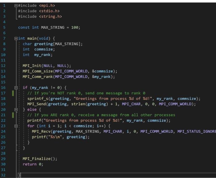 Solved E\#include 〈mpi.h〉 \#include 〈stdio. h〉 \#include | Chegg.com