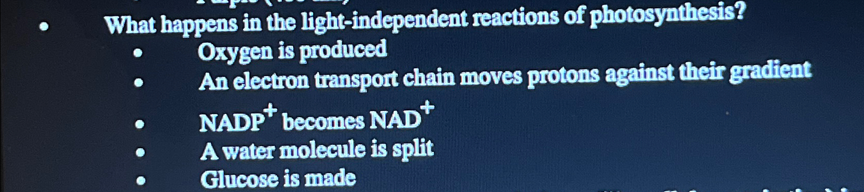 Solved What happens in the light-independent reactions of | Chegg.com