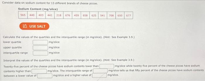 Solved Consider data on sodium content for 13 different | Chegg.com