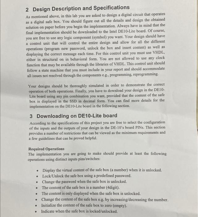 Solved Work 1 Preliminaries/Preparatory Digital Safe Boxes | Chegg.com