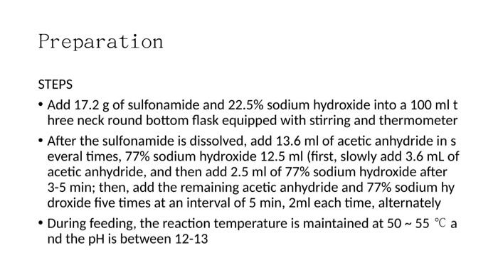 Solved Experiment 3 Synthesis Sulfacetamide Sodium Purpose • | Chegg.com