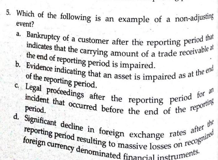Solved 5. Which of the following is an example of a | Chegg.com
