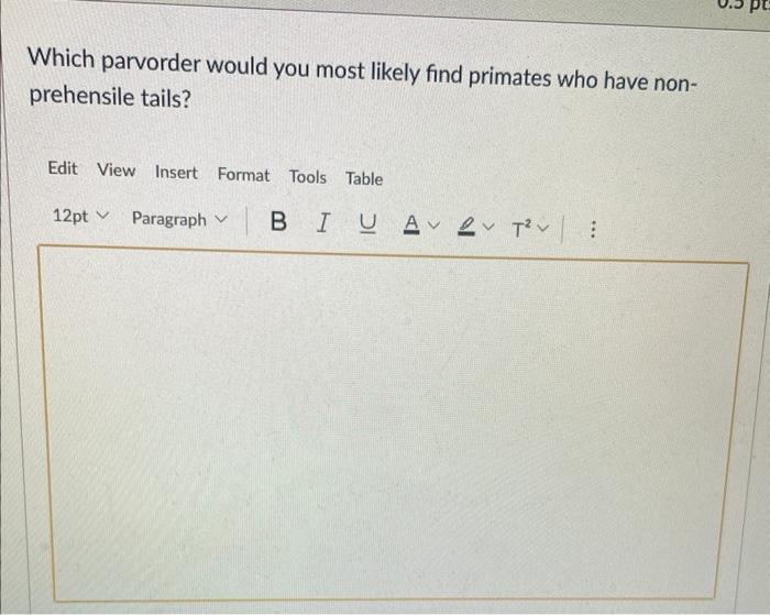 Which parvorder would you most likely find primates | Chegg.com