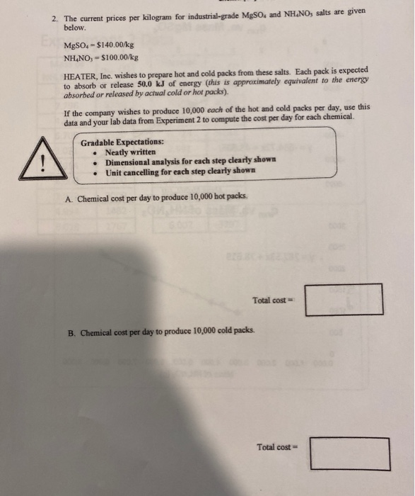 Solved Cheminquiry 8 Heat of Dissolution 11 Experiment 2: A | Chegg.com