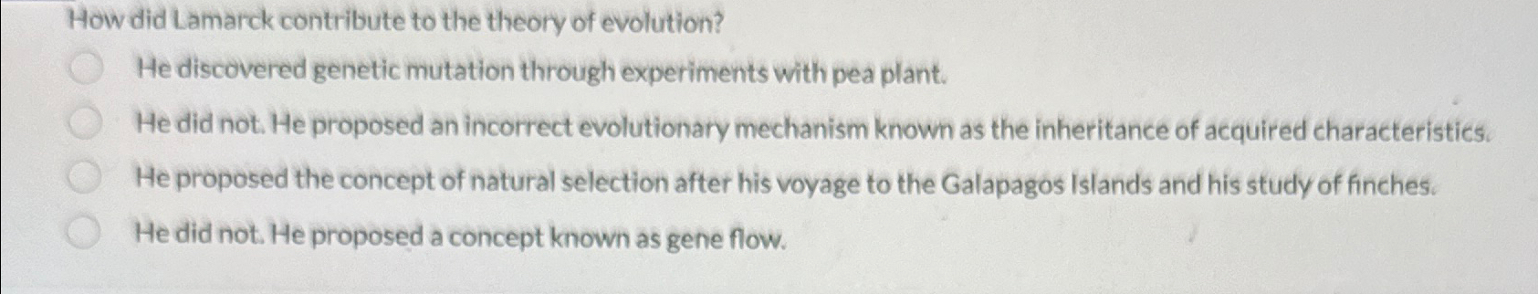 Solved How did Lamarck contribute to the theory of | Chegg.com