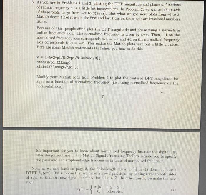Solved 3. As you saw in Problems 1 and 2, plotting the DFT | Chegg.com