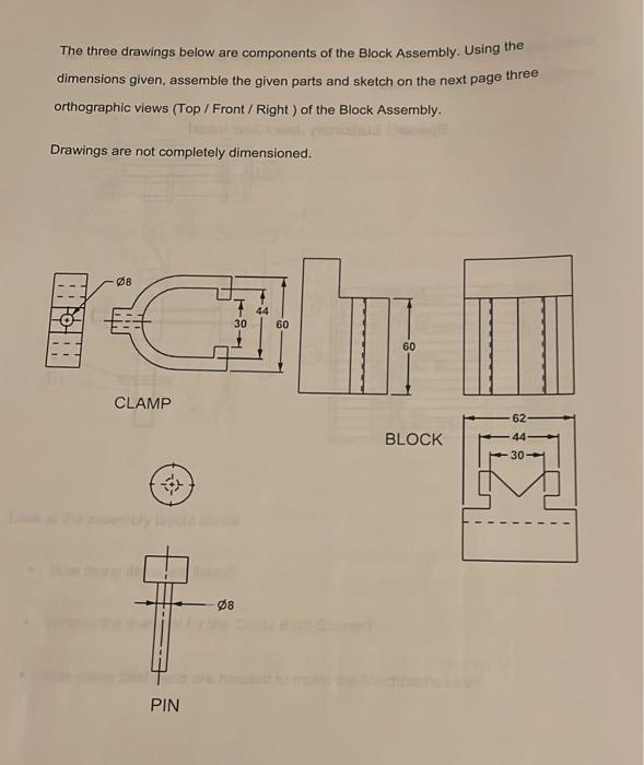 Solved The three drawings below are components of the Block | Chegg.com