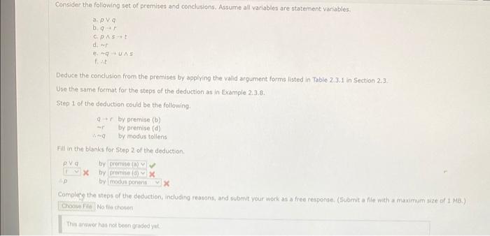 Solved Consider the following set of premises and | Chegg.com