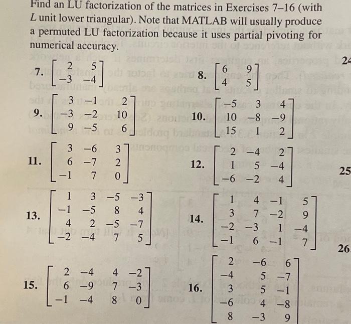 Solved Find An Lu Factorization Of The Matrices In Exercises
