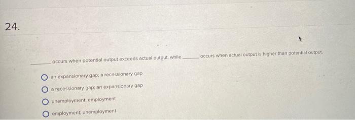 Solved 24. occurs when actual output is higher than | Chegg.com