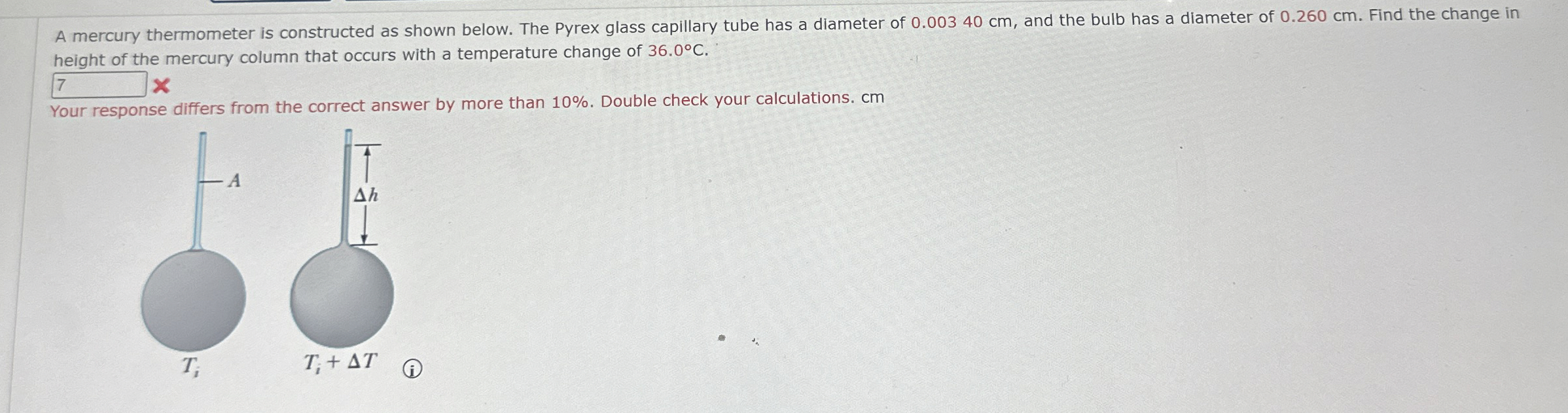 Solved A mercury thermometer is constructed as shown below. | Chegg.com