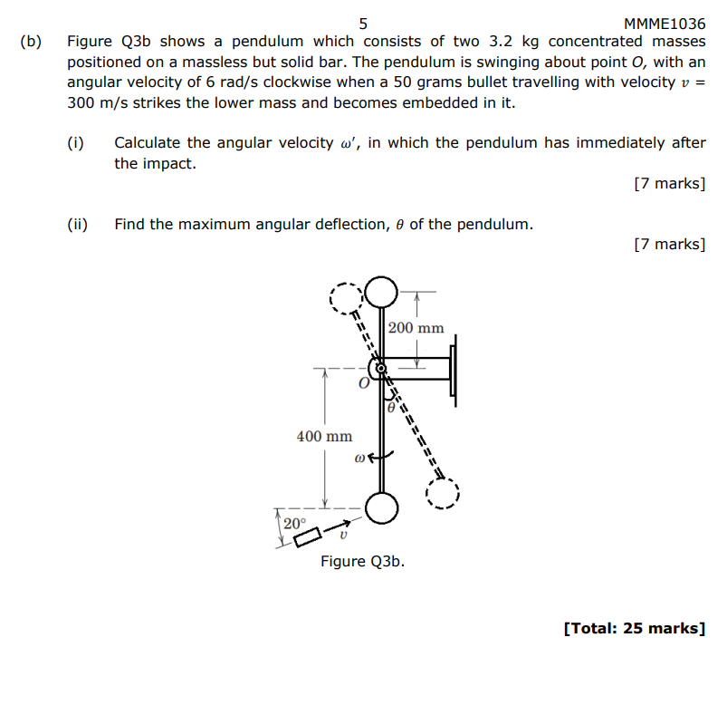 Solved (b) ﻿Figure Q3b shows a pendulum which consists of | Chegg.com