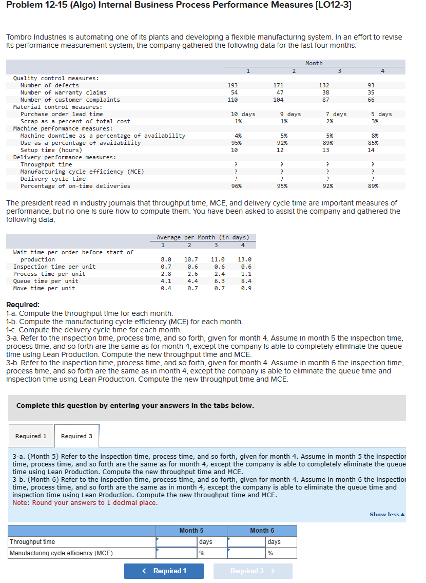 Solved Problem 12-15 (Algo) ﻿Internal Business Process | Chegg.com