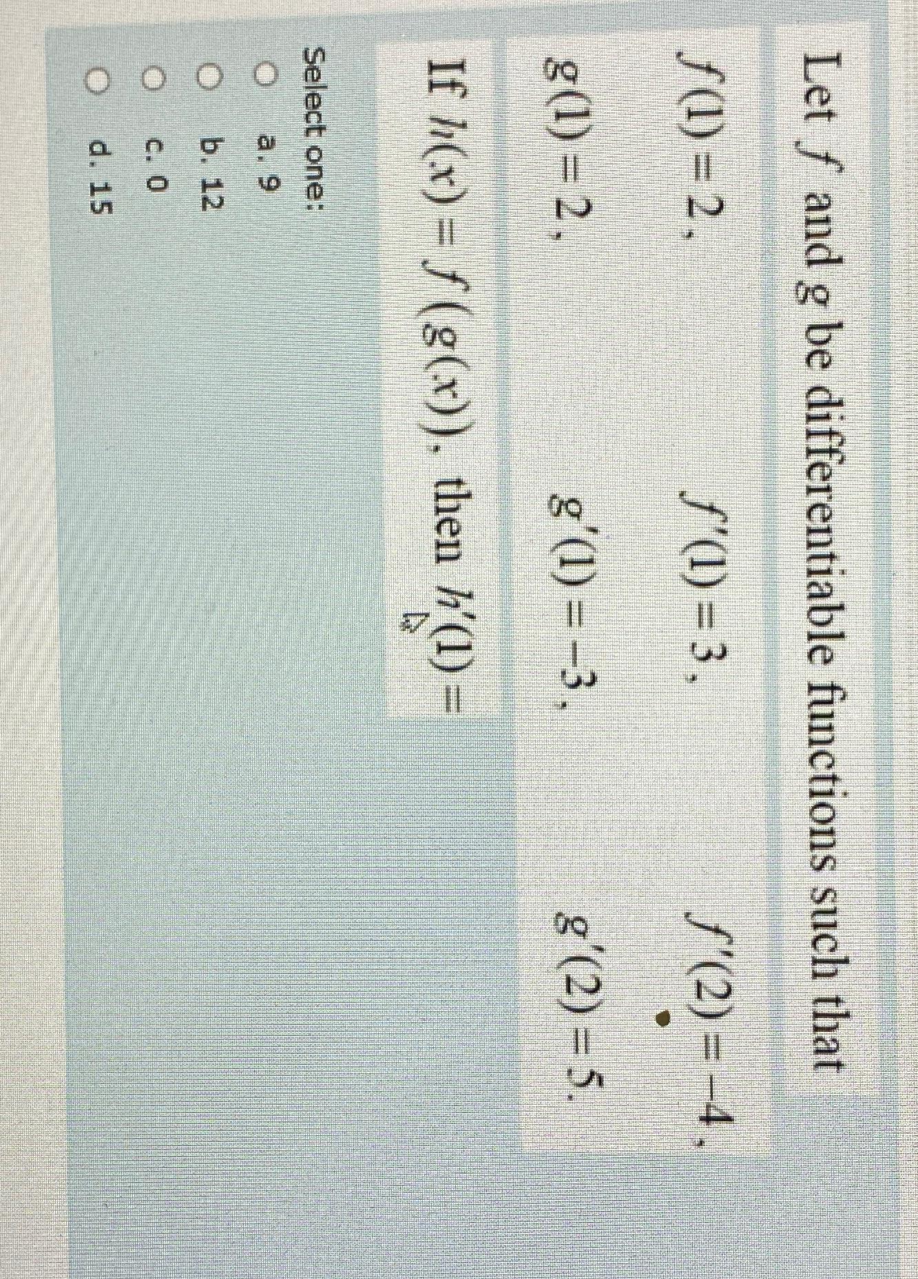 Solved Let f ﻿and g ﻿be differentiable functions such | Chegg.com
