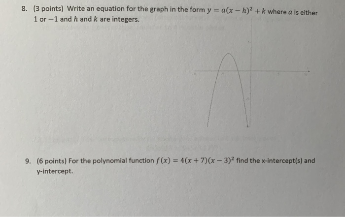 Solved 8. (3 points) Write an equation for the graph in the | Chegg.com