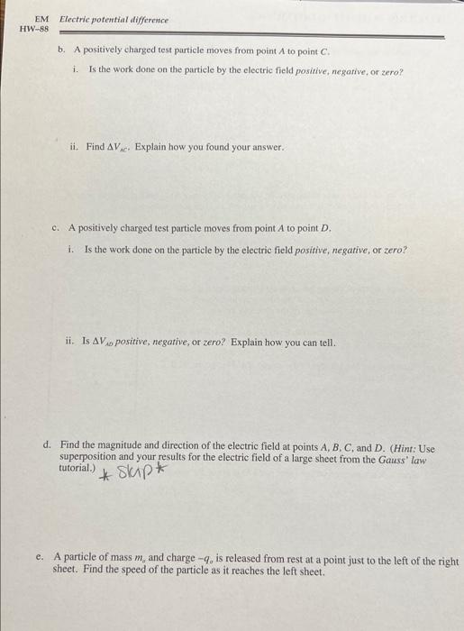 Solved b. A positively charged test particle moves from | Chegg.com Solved b. A positively charged test particle moves from | Chegg.com