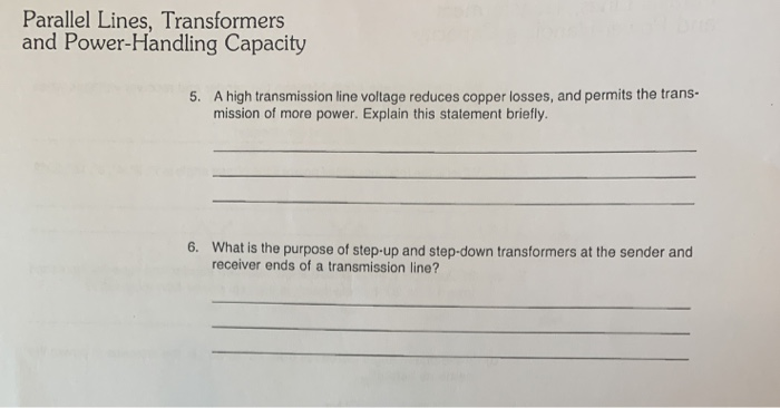 Solved Parallel Lines, Transformers and Power-Handling | Chegg.com