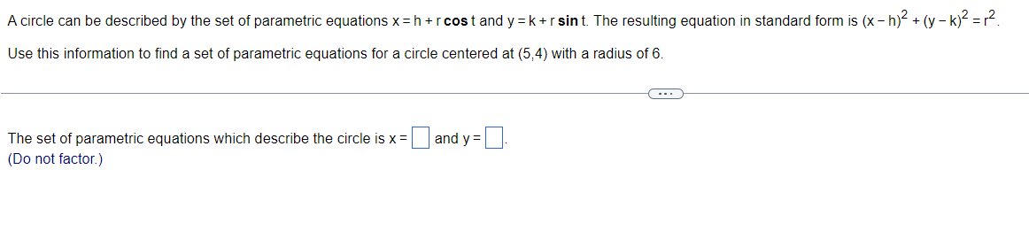 Solved A circle can be described by the set of parametric | Chegg.com