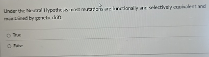 Solved Under the Neutral Hypothesis most mutations are | Chegg.com