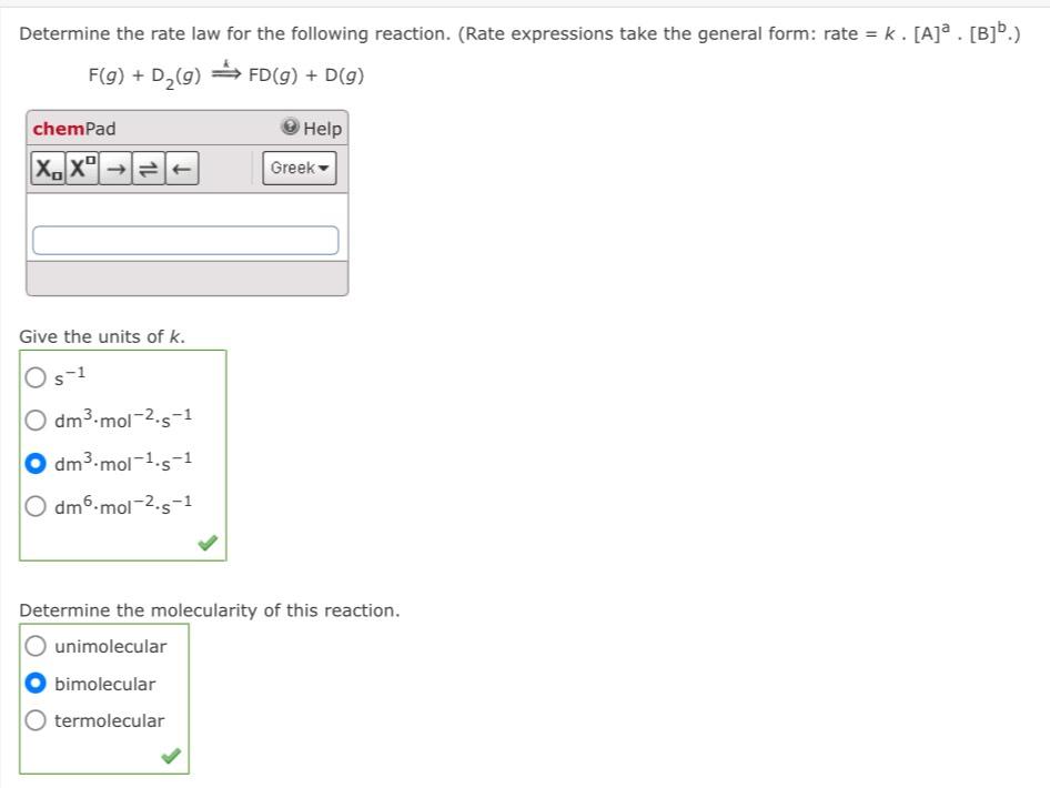 Solved Determine the rate law for the following reaction. | Chegg.com