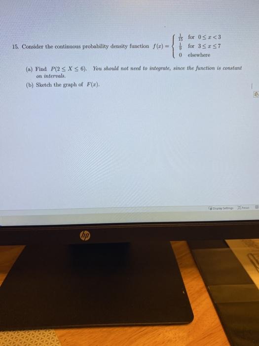 Solved 15. Consider the continuous probability density | Chegg.com
