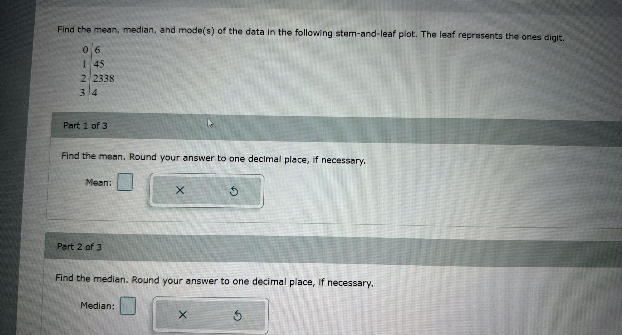 Solved Find the mean, median, and mode(s) ﻿of the data in | Chegg.com