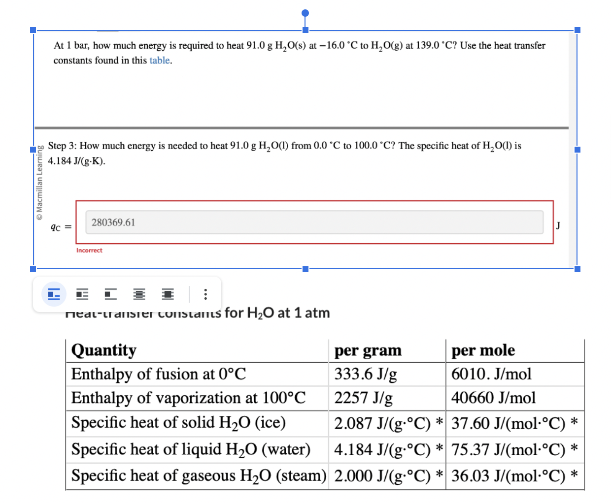 Solved Step 3: how much energy is needed to heat 91 ﻿g H2O l | Chegg.com