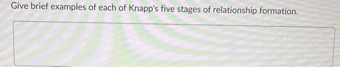 Give brief examples of each of Knapp's five stages of | Chegg.com