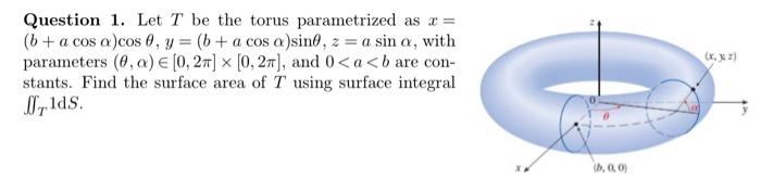 Solved Question 1. Let T be the torus parametrized as x= | Chegg.com