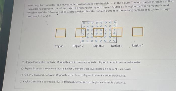 Solved A rectangular conductor loop moves with constant | Chegg.com