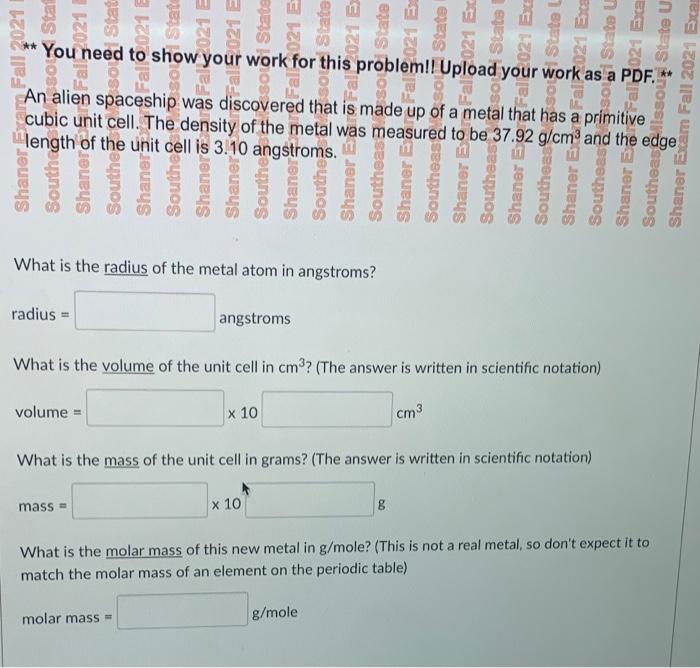 Solved An alien spaceship was discovered that is made up of | Chegg.com