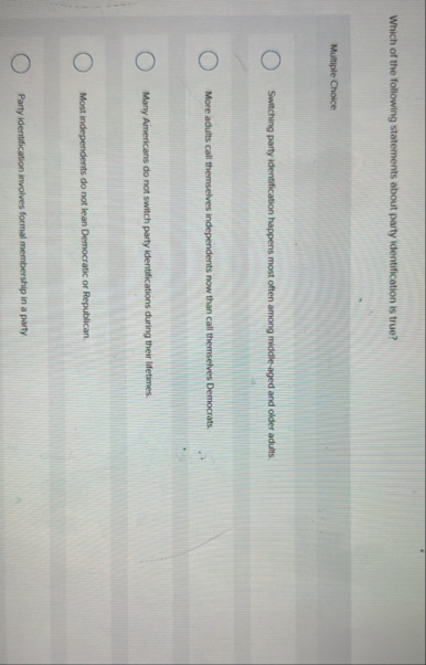 Solved Which of the following statements about party | Chegg.com