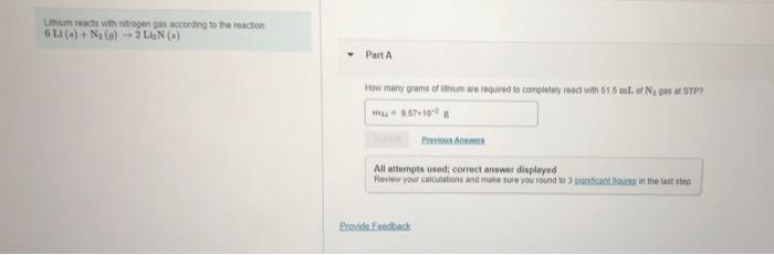 Solved Lithium coads with trogen according to the reaction | Chegg.com