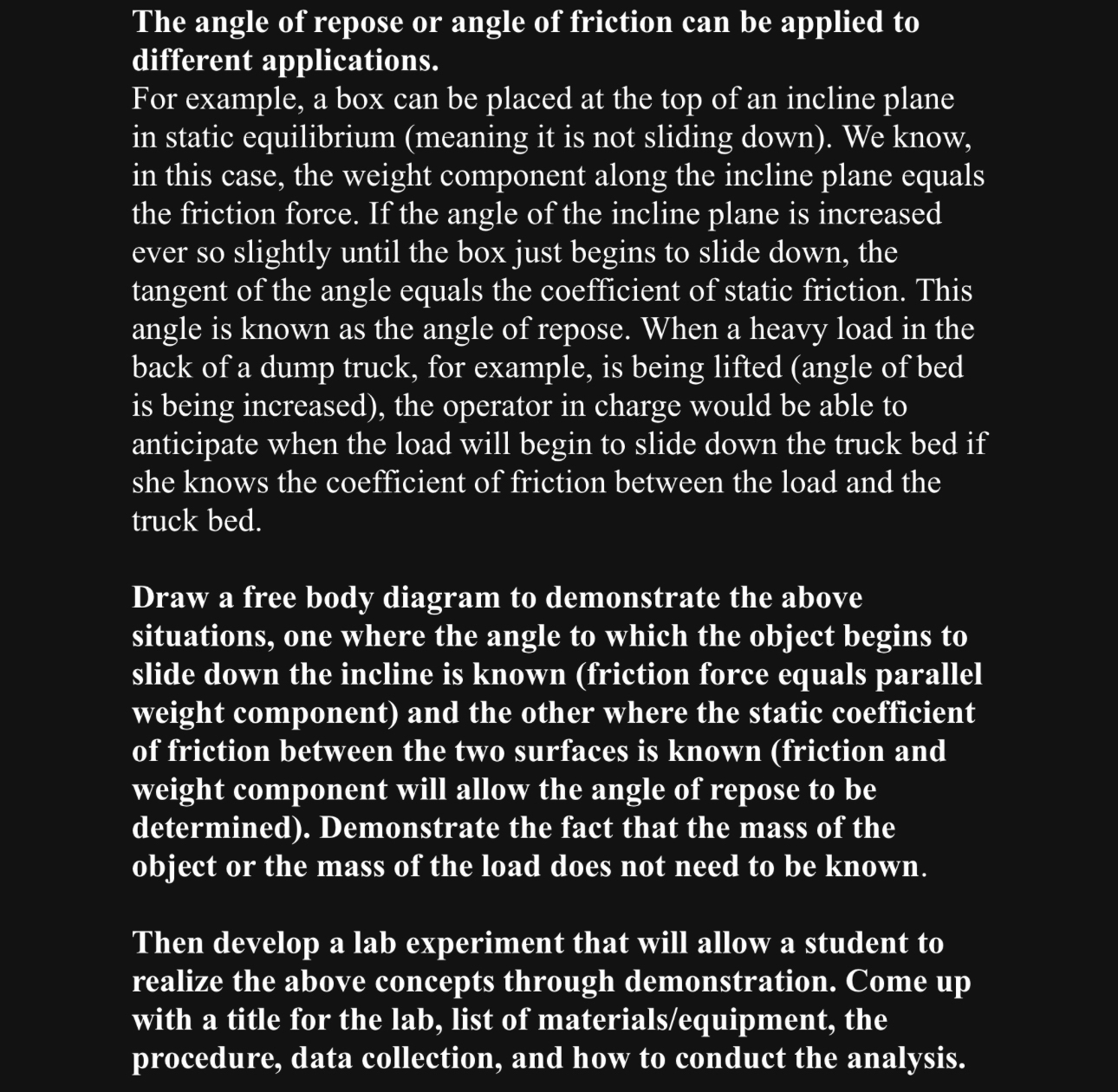 Solved The angle of repose or angle of friction can be | Chegg.com