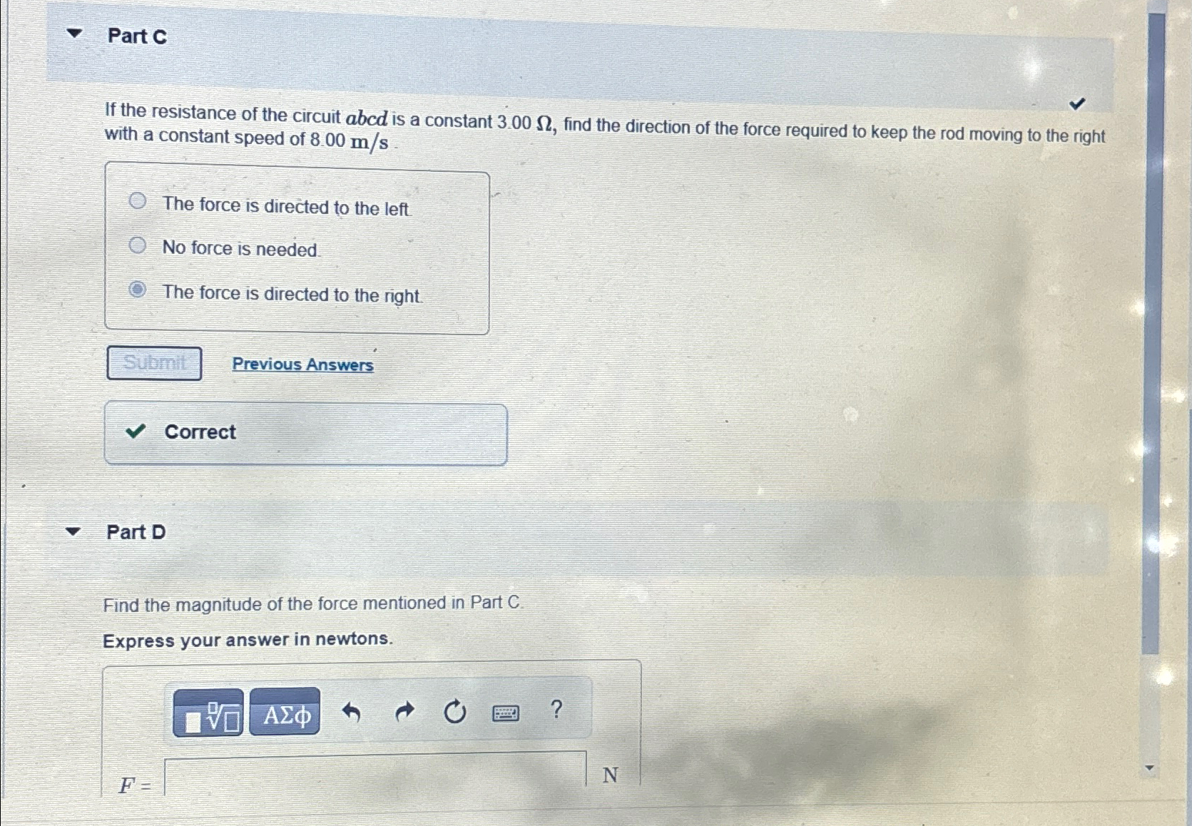 Solved Part CIf the resistance of the circuit abcd is a | Chegg.com