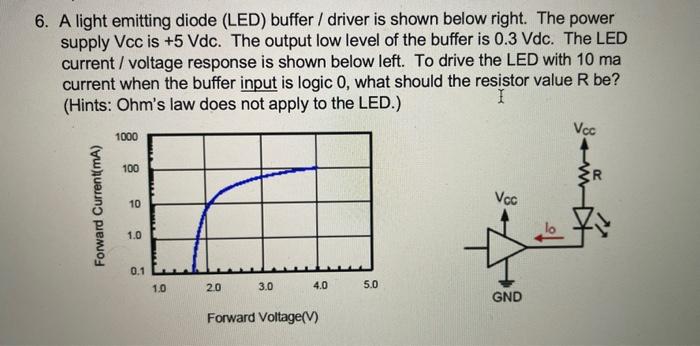 Solved 6. A light emitting diode (LED) buffer / driver is | Chegg.com