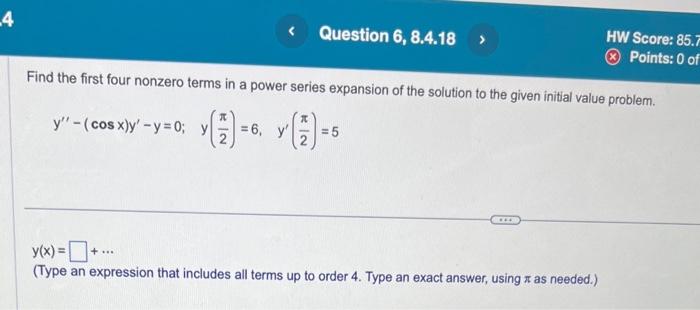 Solved Find the first four nonzero terms in a power series | Chegg.com