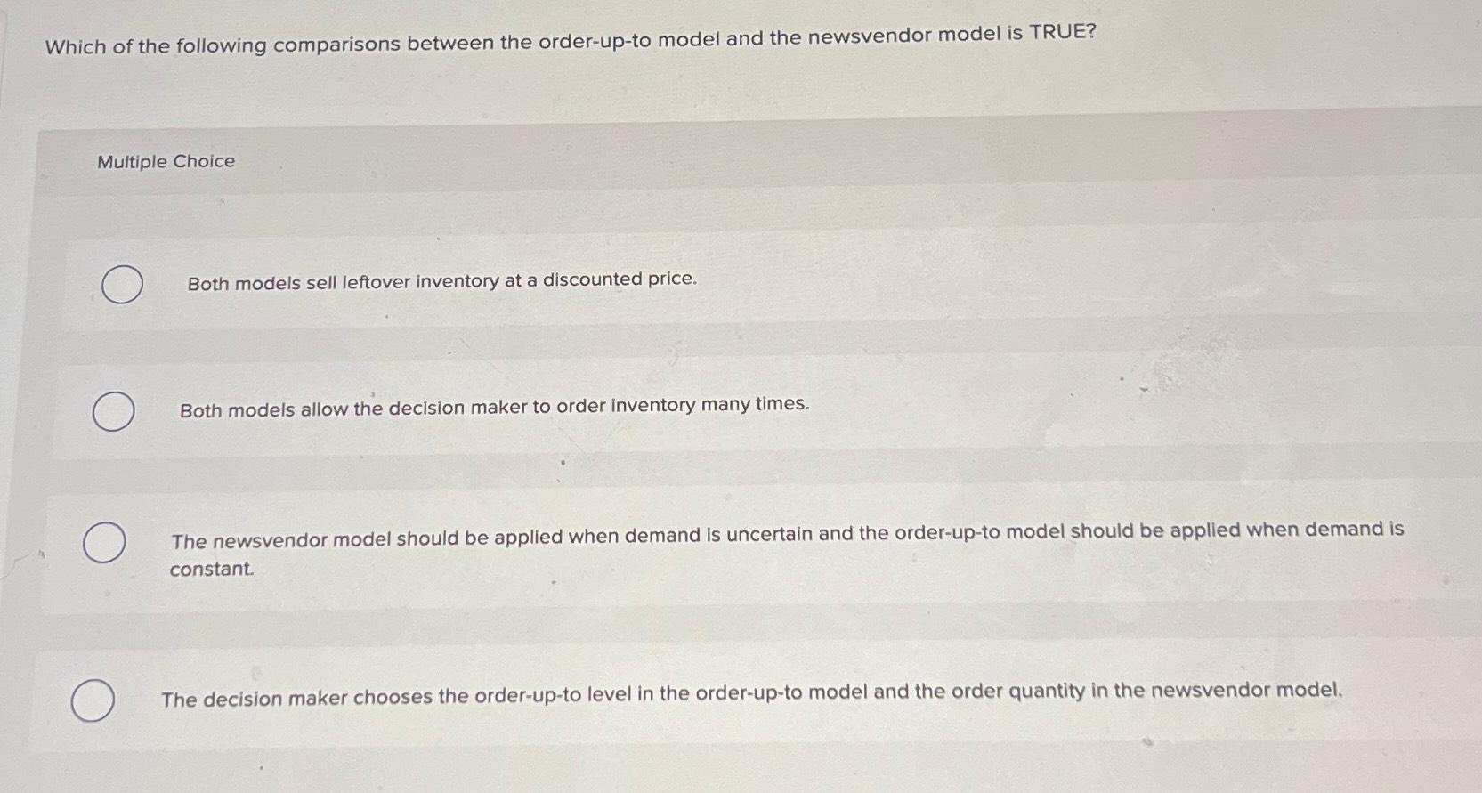 Which of the following comparisons between the | Chegg.com