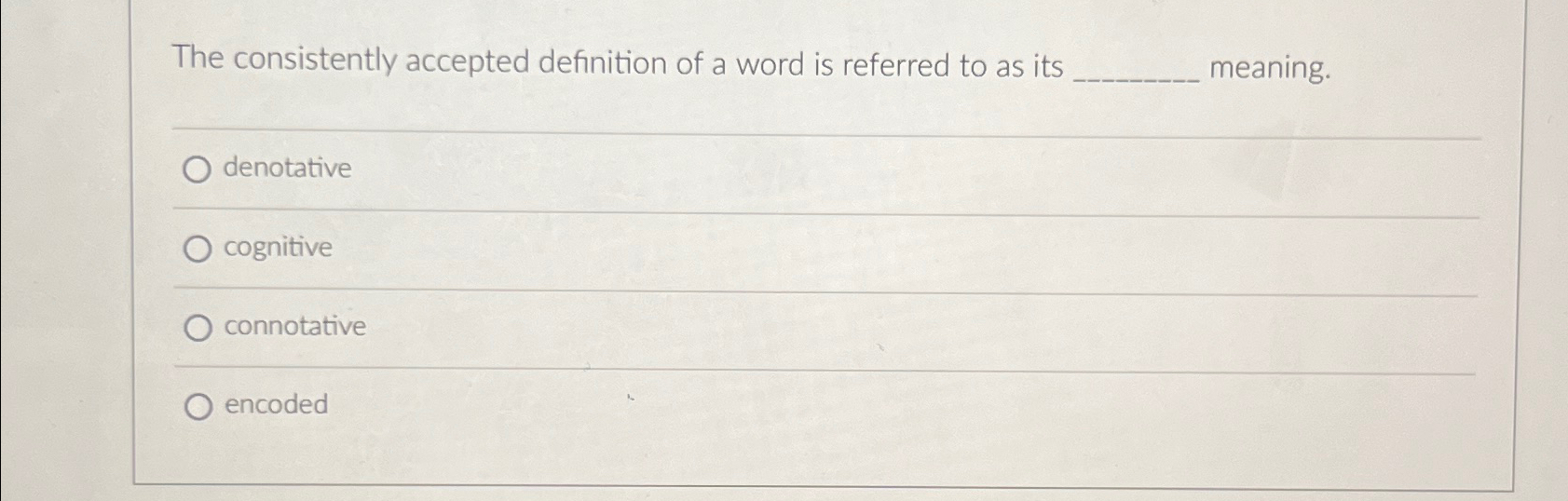 Solved The consistently accepted definition of a word is | Chegg.com