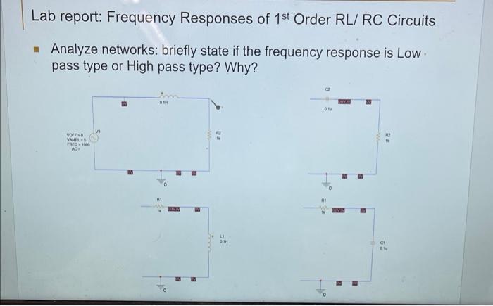 Solved Lab report: Frequency Responses of 1st Order RL/RC | Chegg.com